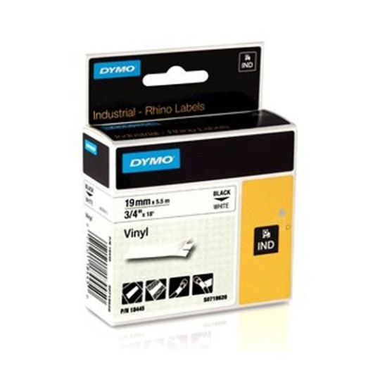 Dymo RP 19mm Vinyyliteippi musta/valkoinen 18445